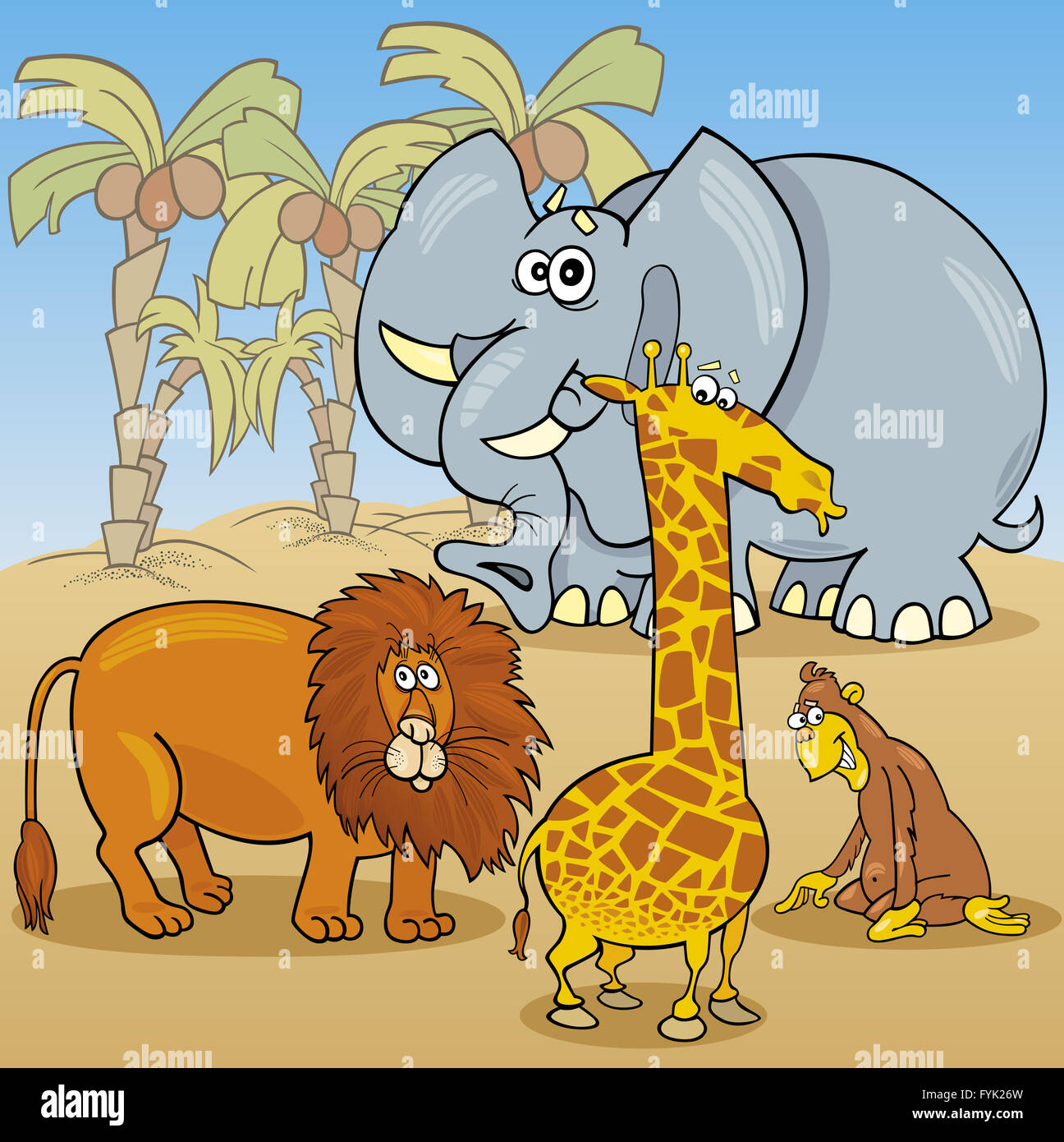 cute african animals cartoon illustration Stock Photo - Alamy