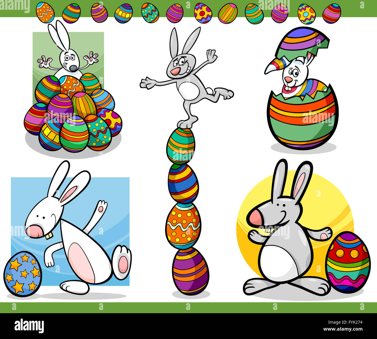 easter themes set cartoon illustration Stock Photo - Alamy