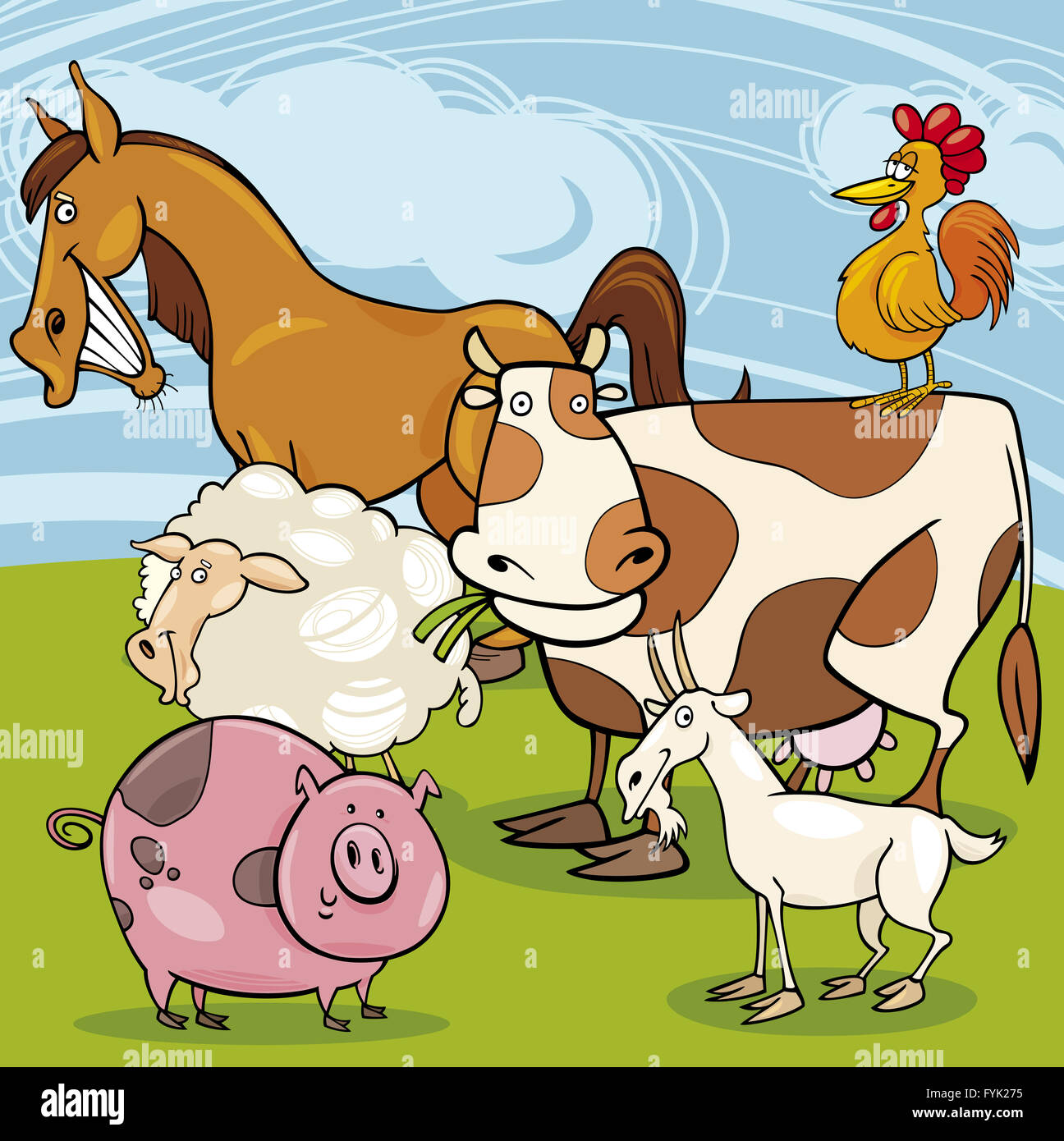 farm animals cartoon group Stock Photo - Alamy