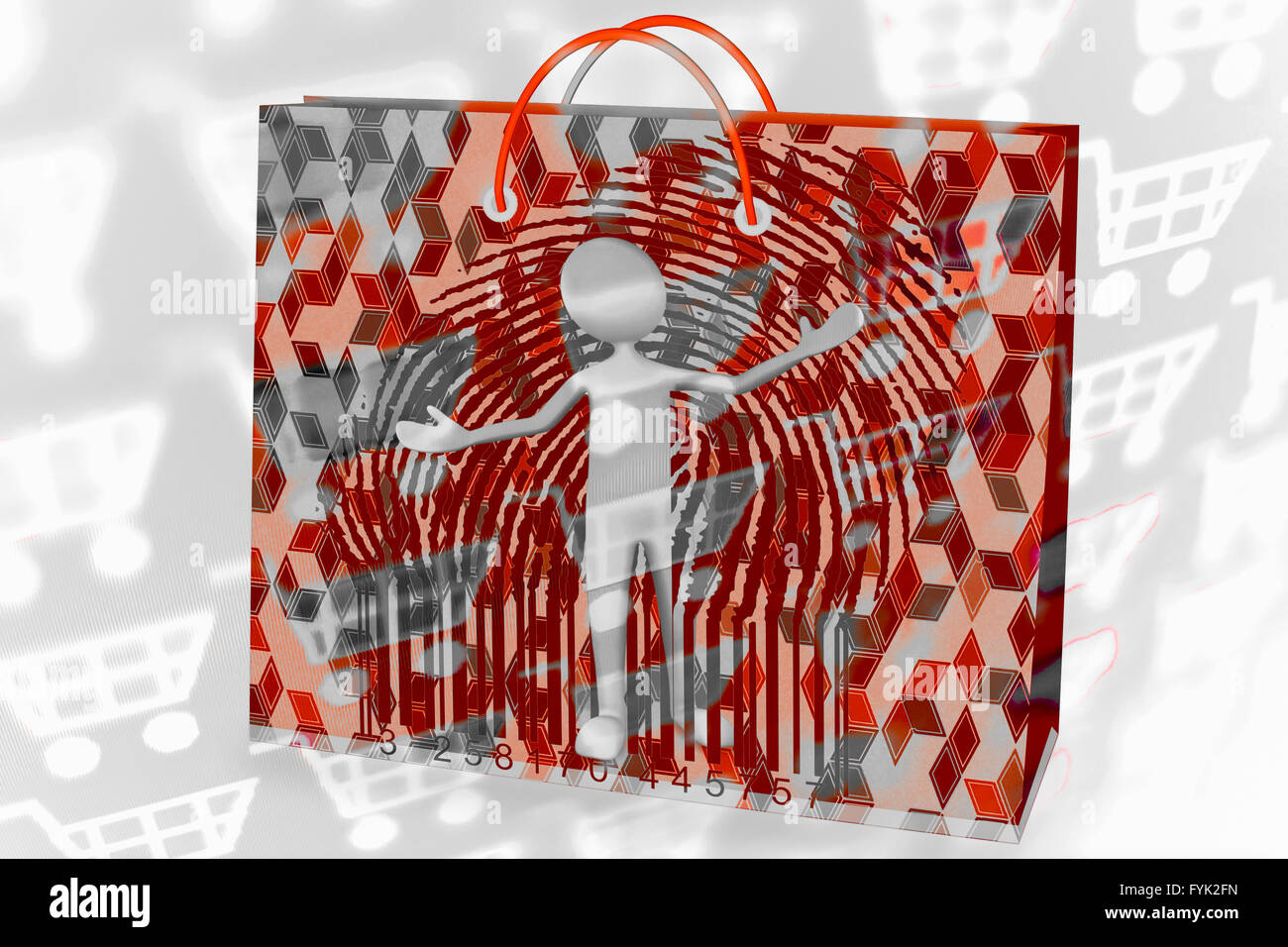 Puppet opens a bar code, Concept Stock Photo - Alamy