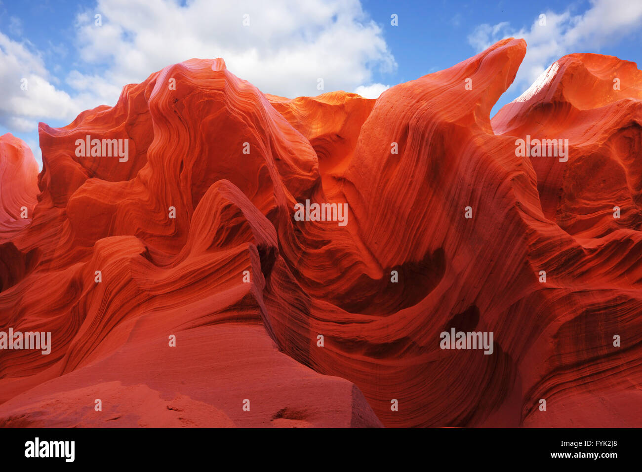 The red and orange colors in the famous Antelope Canyon in the Navajo ...