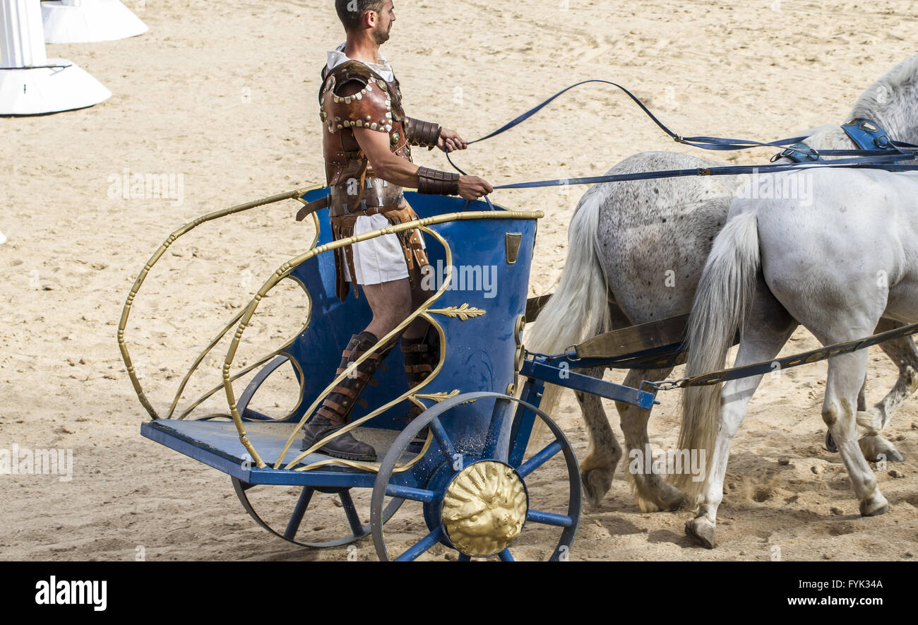 Roman chariot in a fight of gladiators, bloody circus Stock Photo - Alamy