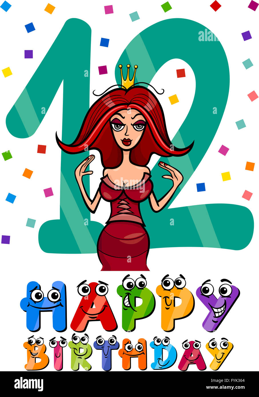 twelfth birthday cartoon design Stock Photo - Alamy