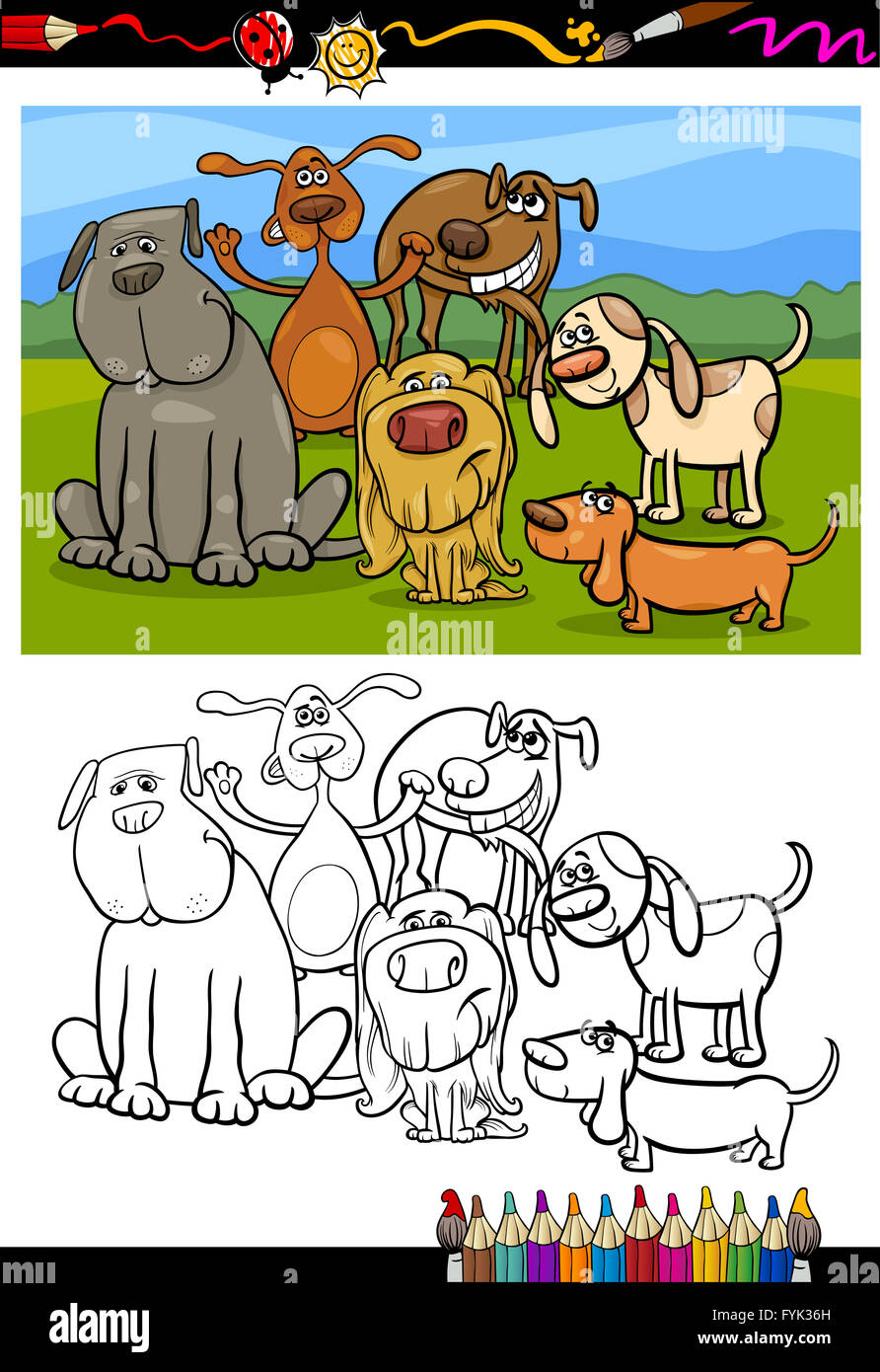 Cartoon group dogs coloring hi-res stock photography and images - Alamy