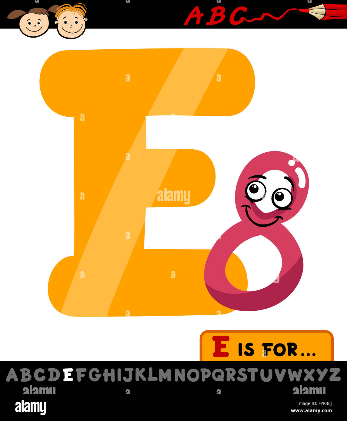 letter e with eight cartoon illustration Stock Photo - Alamy