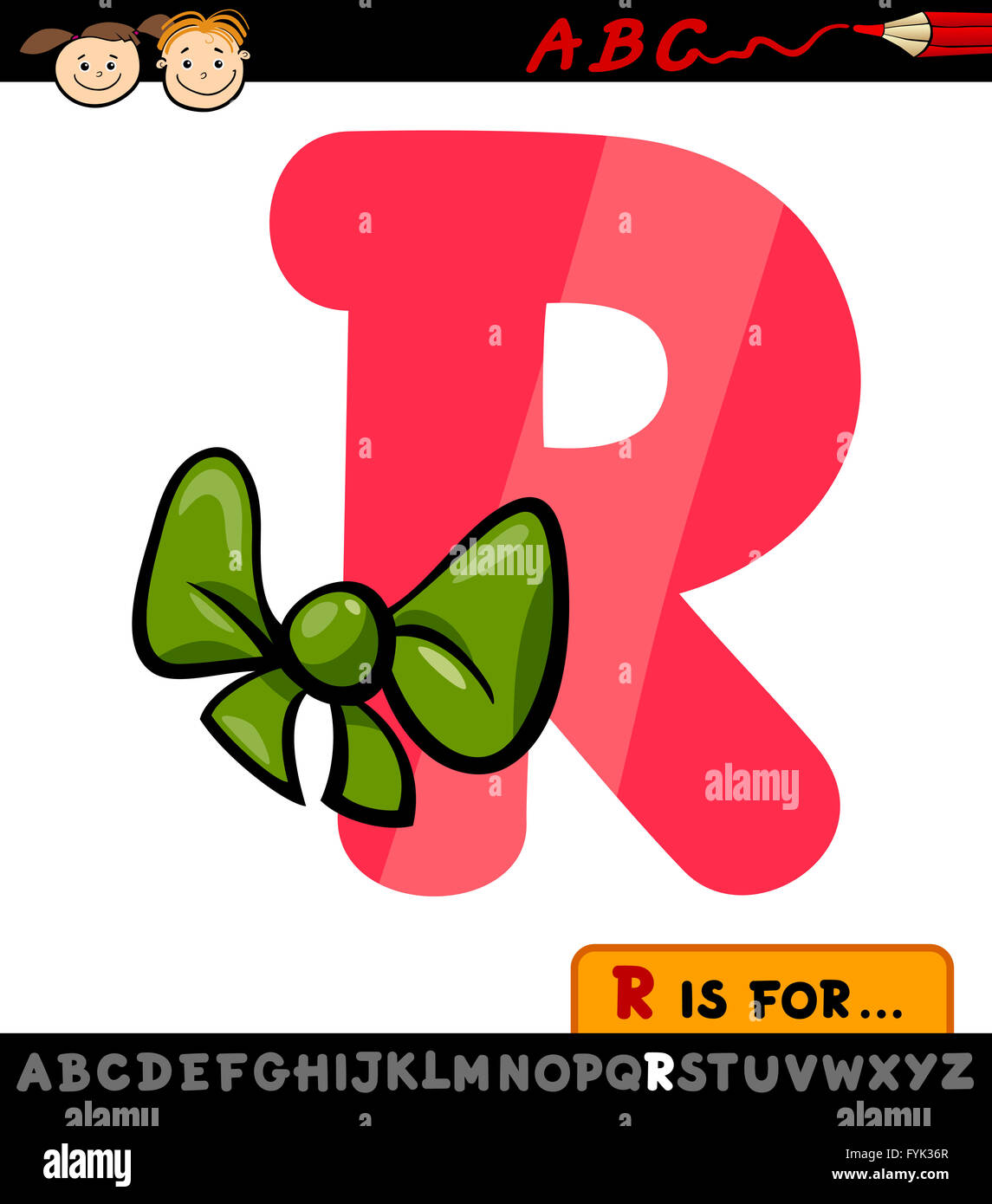 letter r with ribbon cartoon illustration Stock Photo - Alamy