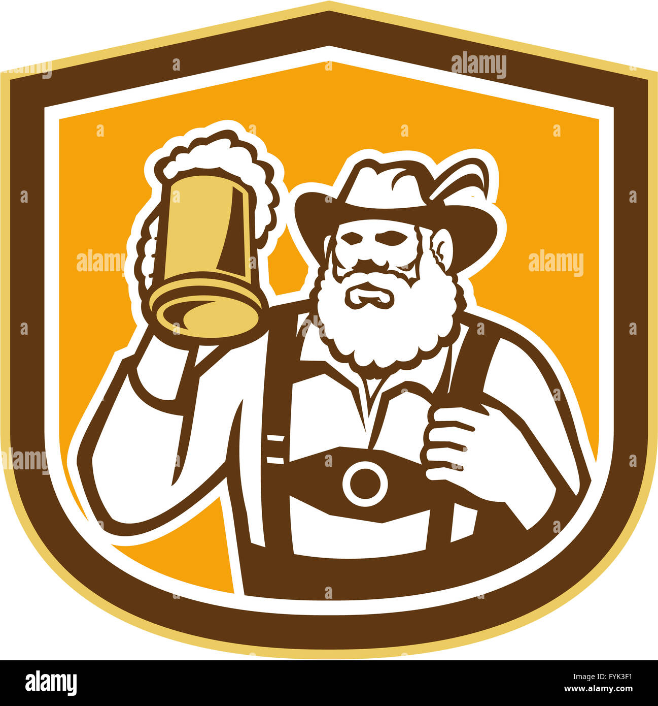 Bavarian Beer Drinker Mug Shield Retro Stock Photo - Alamy