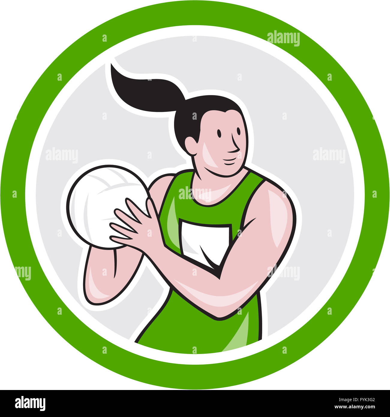 Netball Player Catching Ball Circle Cartoon Stock Photo - Alamy