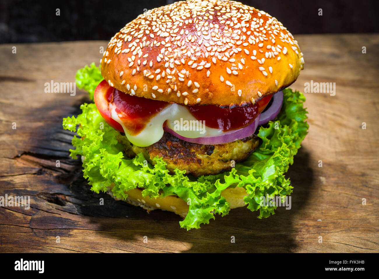one chicken burger Stock Photo - Alamy
