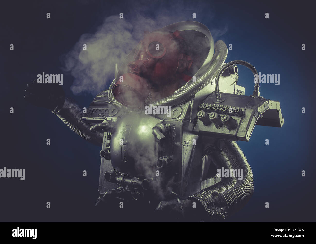 Technology, robot man in space armor silver Stock Photo - Alamy