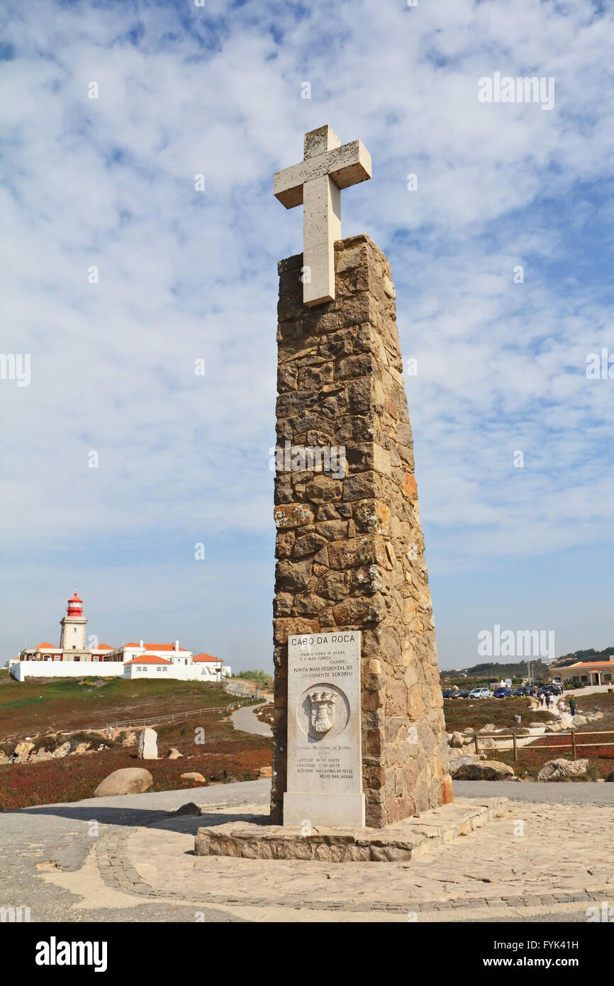 The lighthouse and obelisk with a large white cross Stock Photo - Alamy