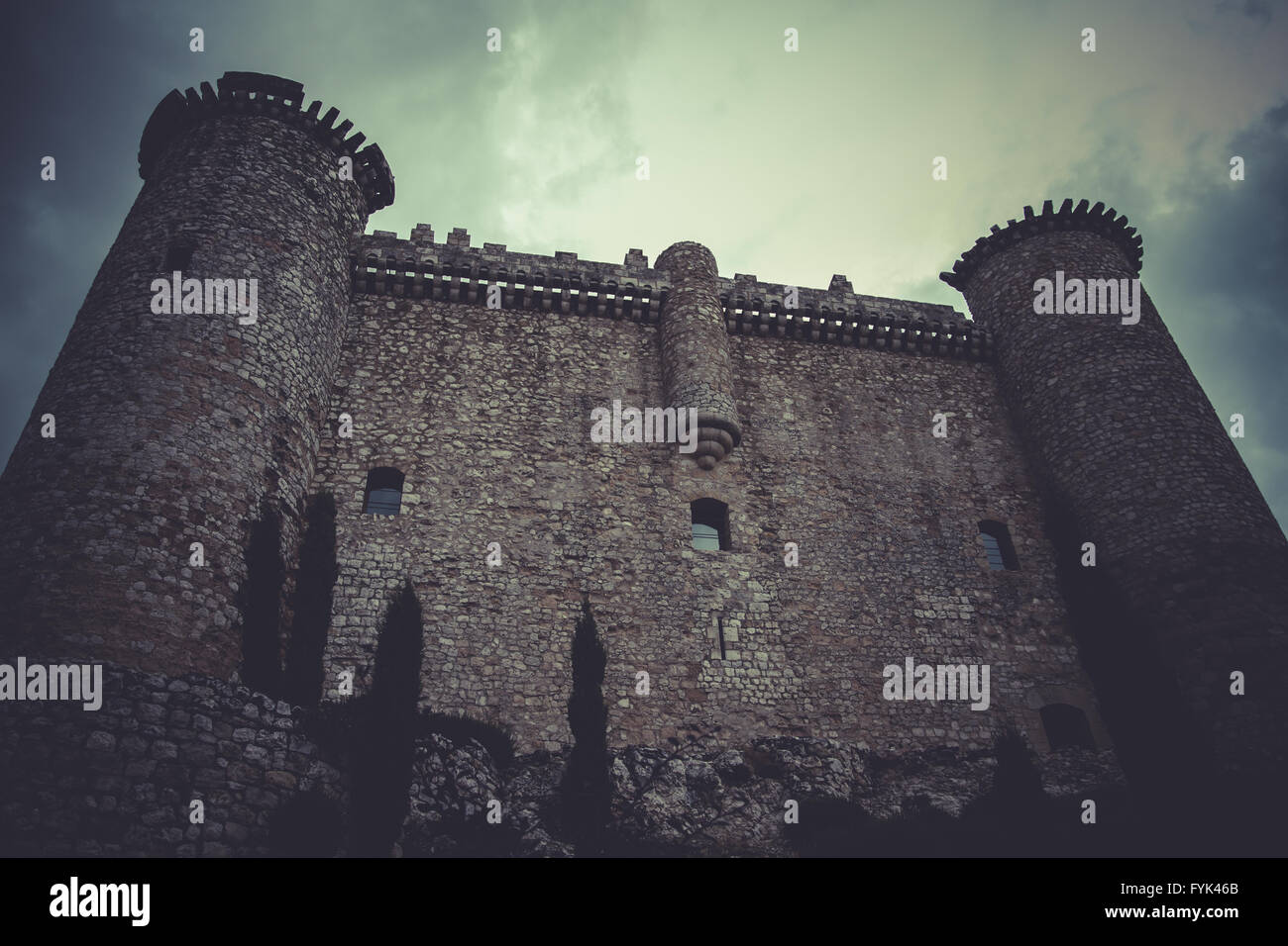 Fortification, Medieval castle, spain architecture Stock Photo - Alamy