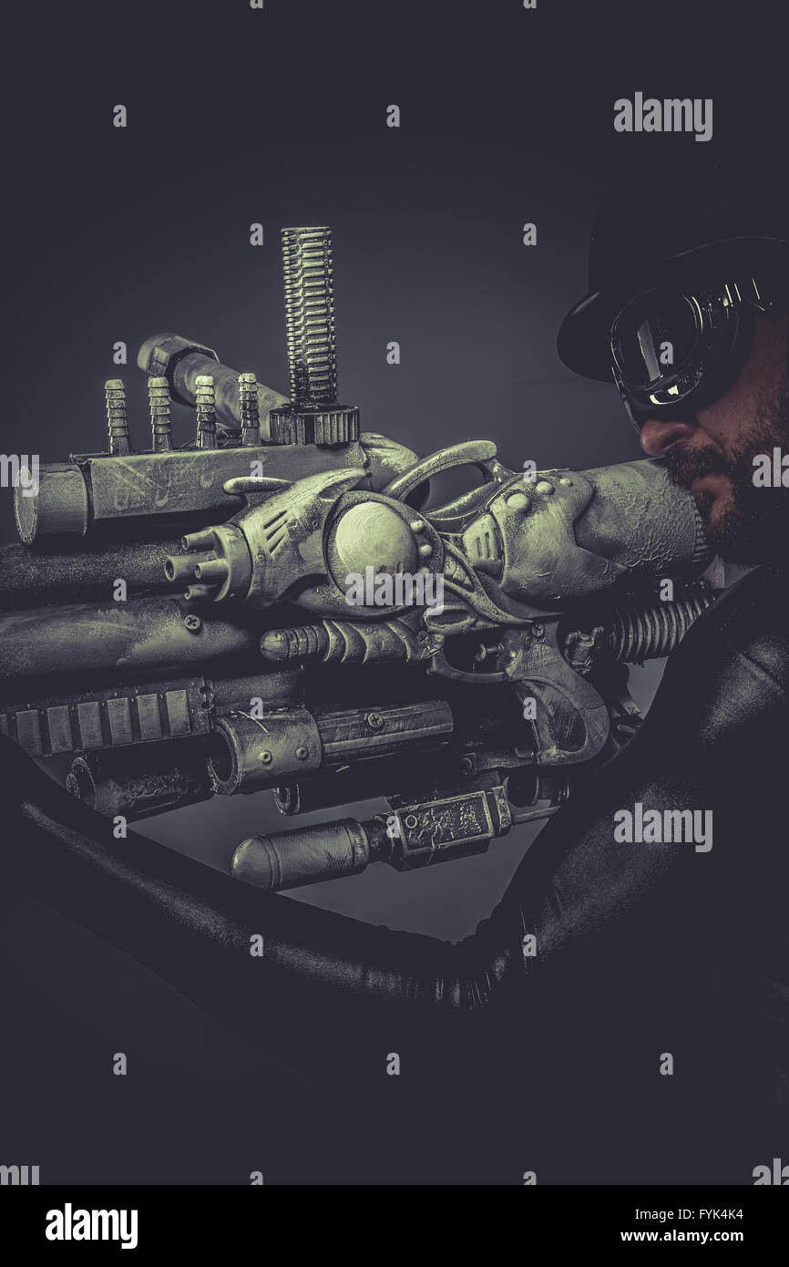 Gun.Starfighter with huge plasma rifle, fantasy concept, military ...