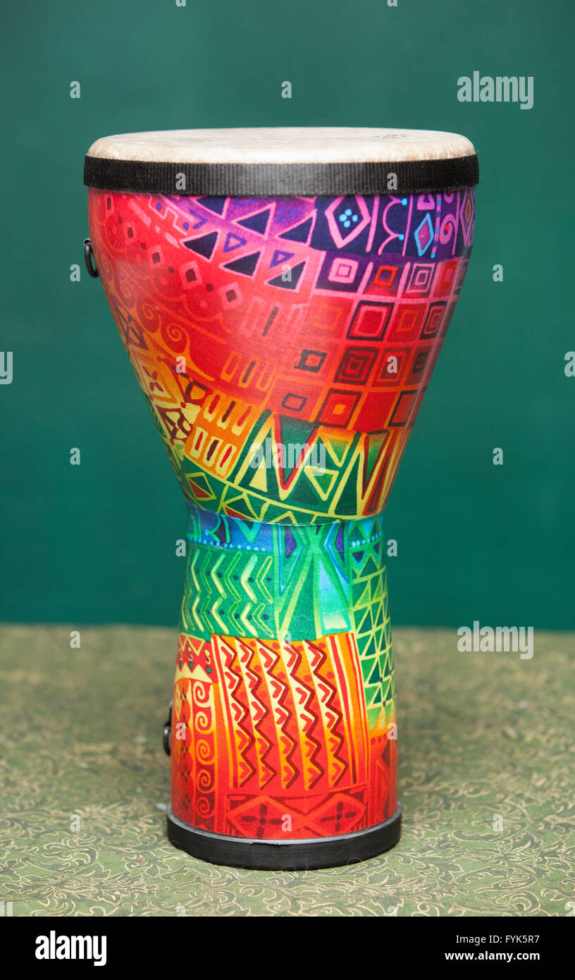 Tribal Drum Isolated on a green background Stock Photo - Alamy