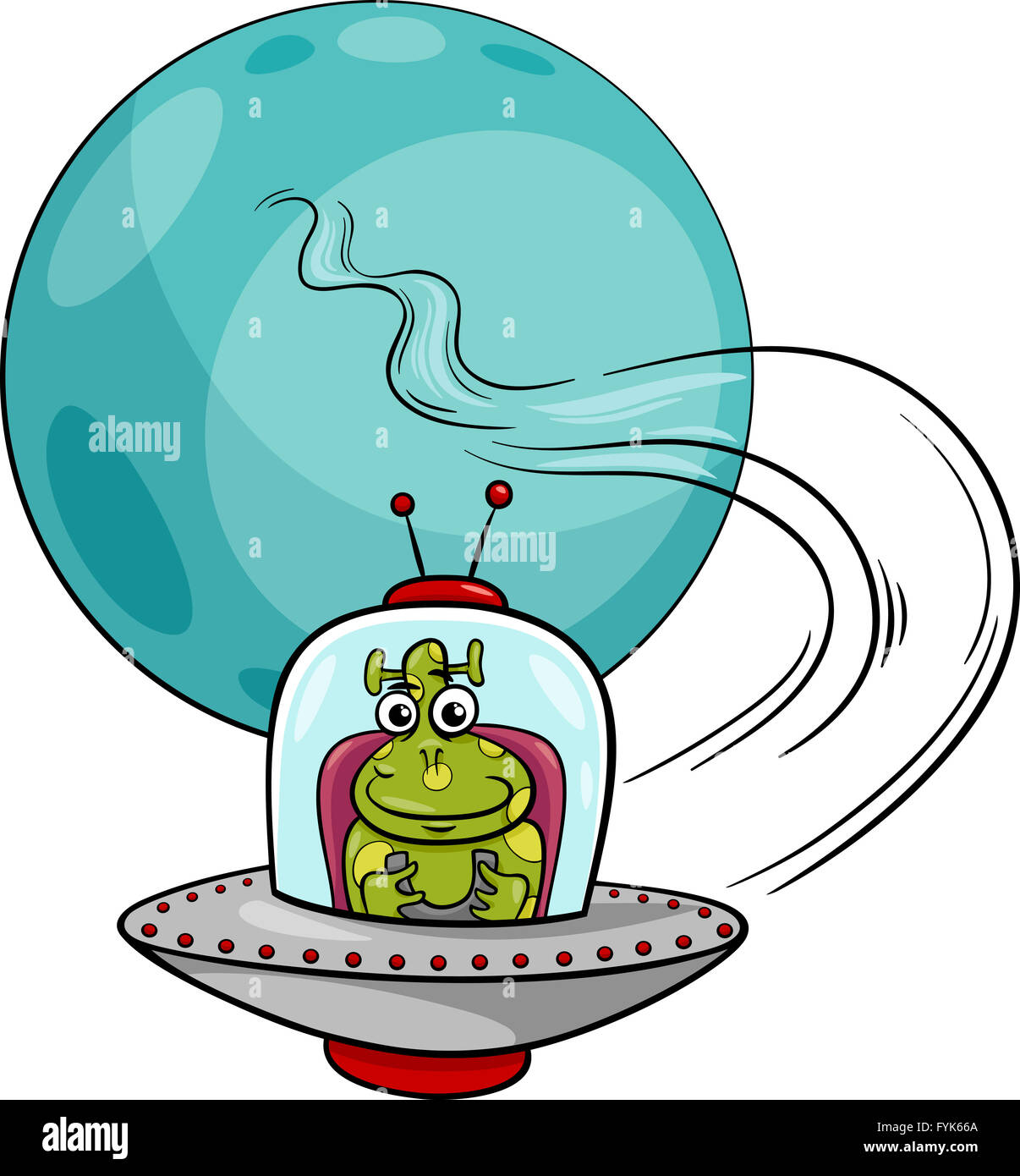 Alien in ufo cartoon illustration hi-res stock photography and images ...