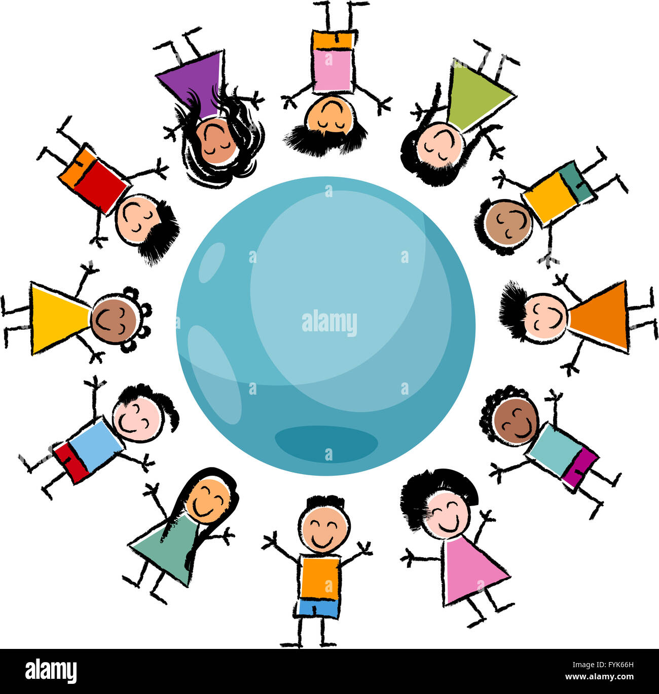 children and globe cartoon illustration Stock Photo - Alamy