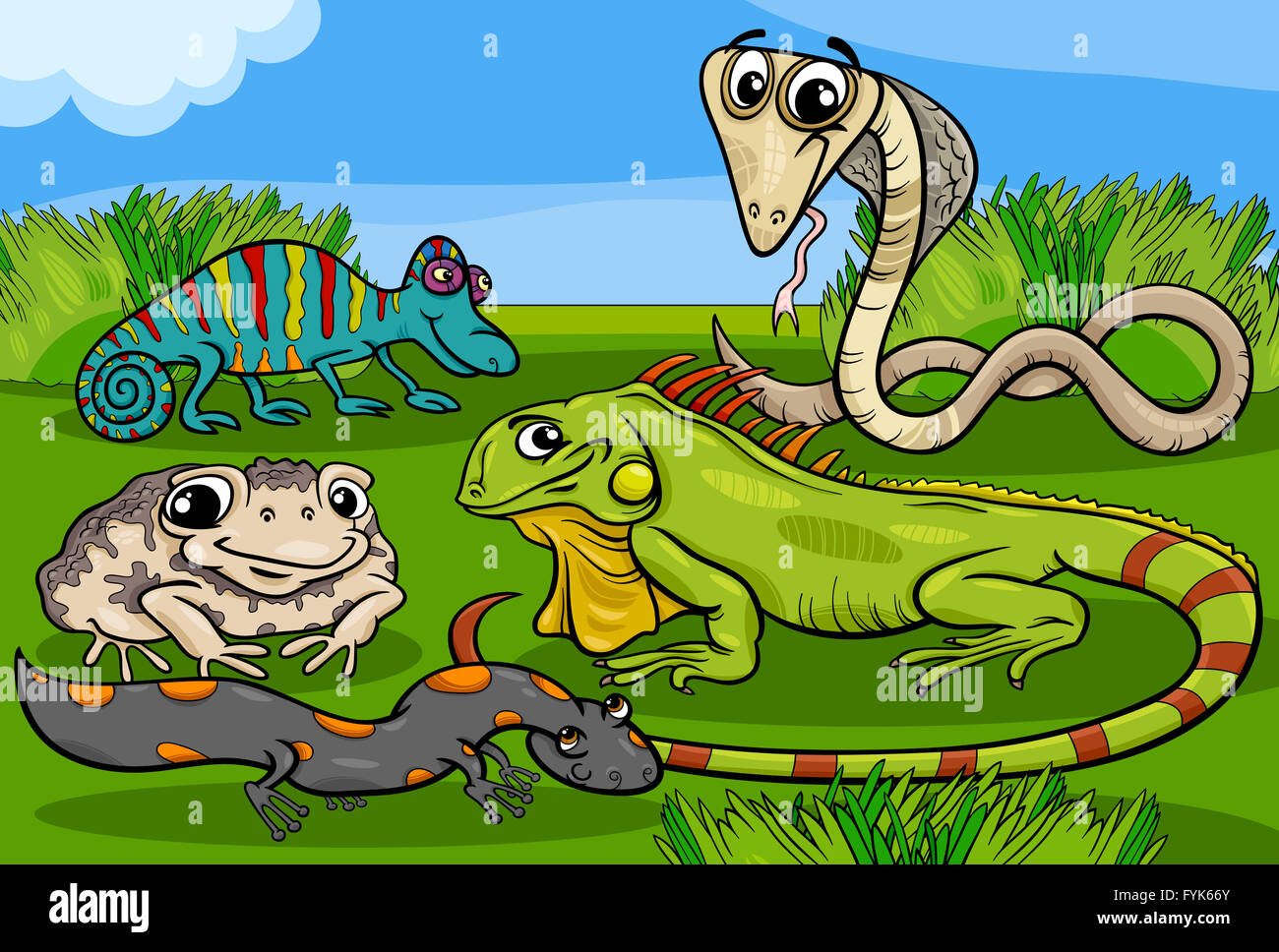 reptiles and amphibians group cartoon Stock Photo - Alamy