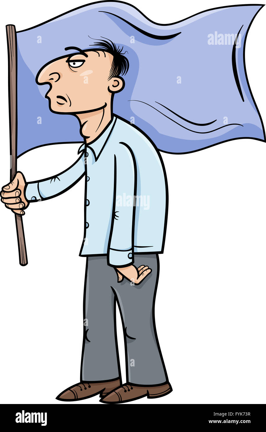 man with flag cartoon illustration Stock Photo - Alamy