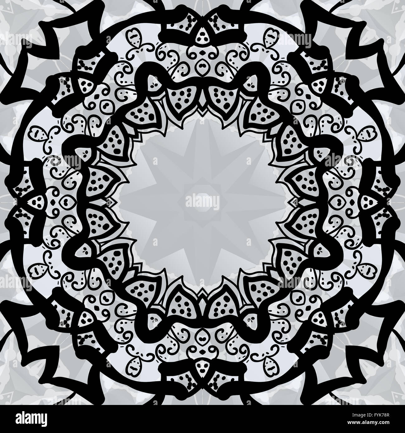 Black stylized frame over symmetry gray wallpaper Stock Photo - Alamy