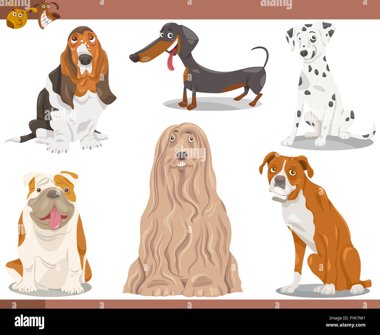 dog breeds cartoon illustration set Stock Photo - Alamy