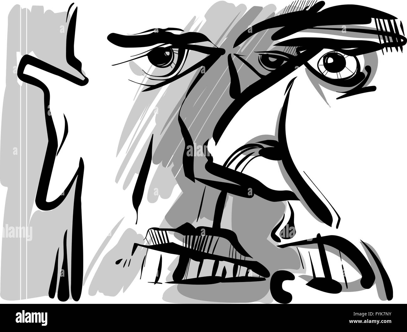 angry arguing men sketch drawing Stock Photo - Alamy