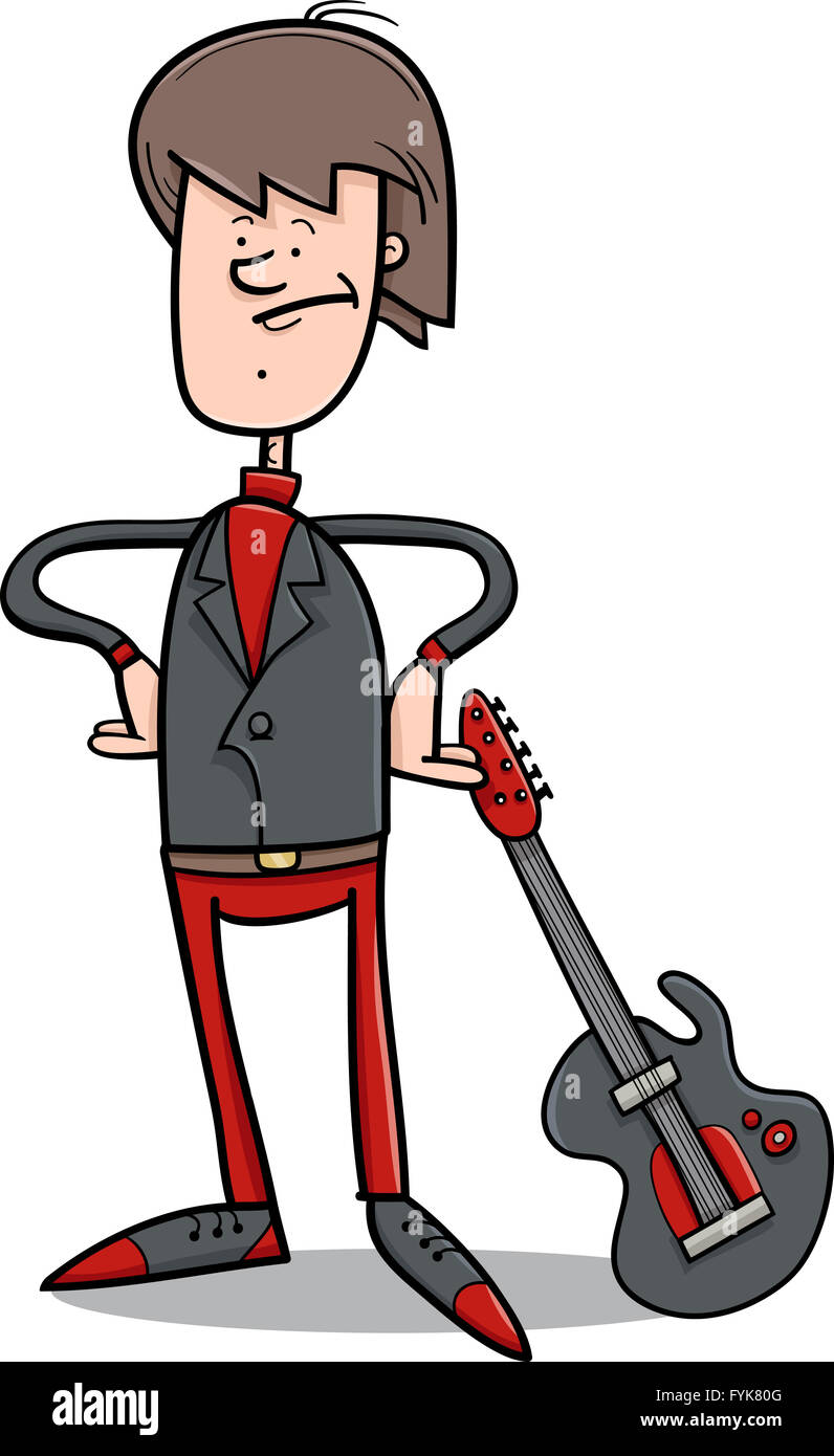 rock man with guitar cartoon Stock Photo - Alamy