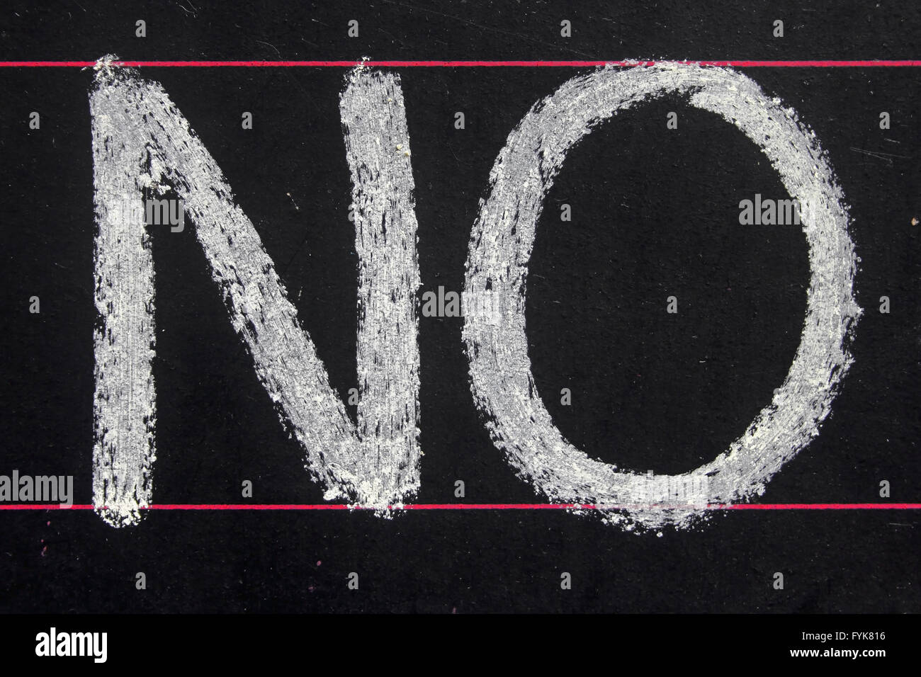 NO word handwritten on black chalkboard Stock Photo - Alamy