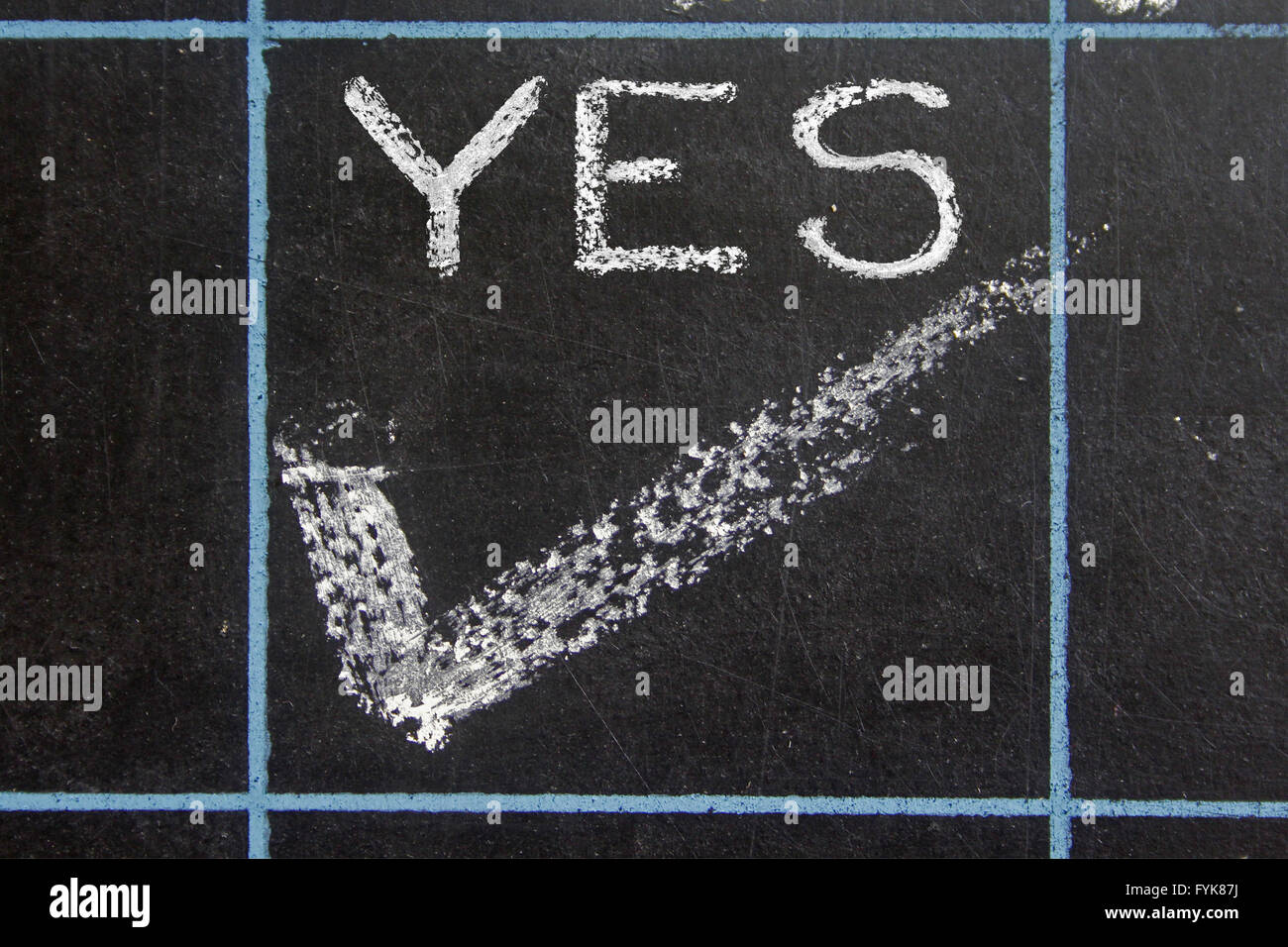 yes word handwritten on black chalkboard Stock Photo - Alamy