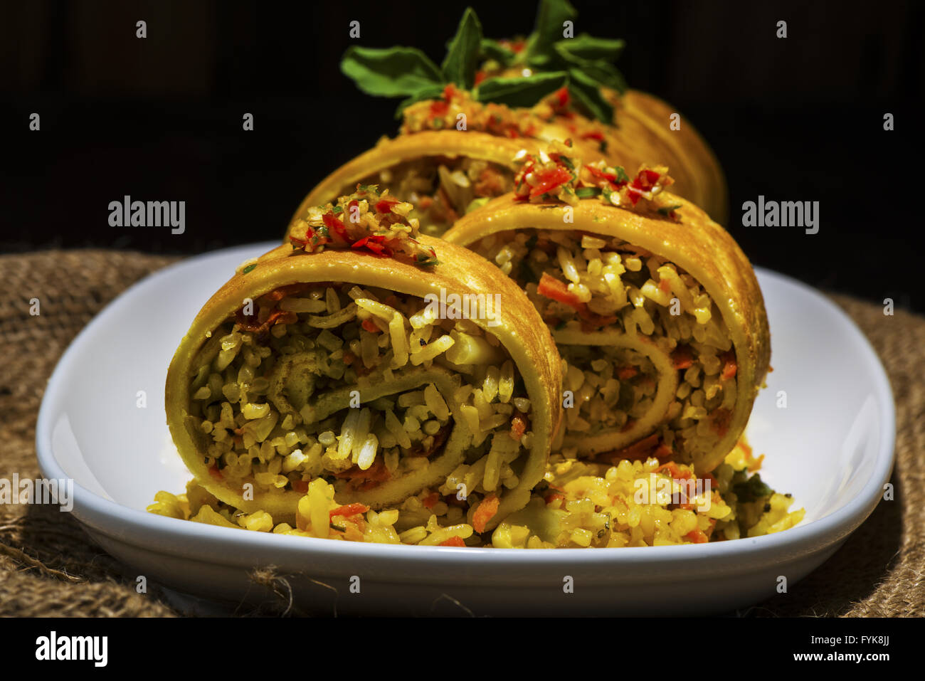 asian curry rice roll Stock Photo - Alamy