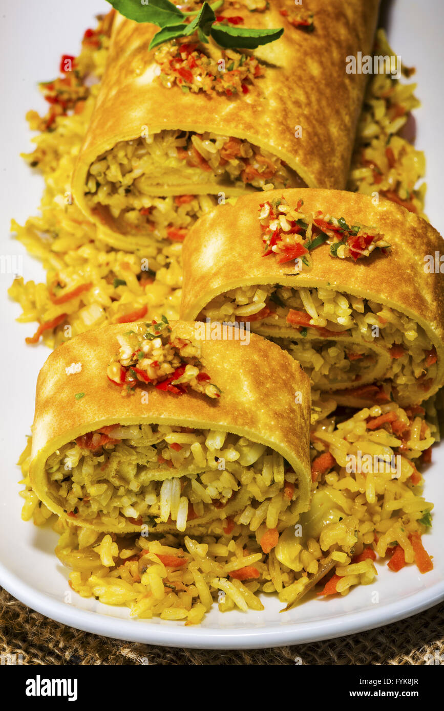 asian curry rice roll Stock Photo - Alamy