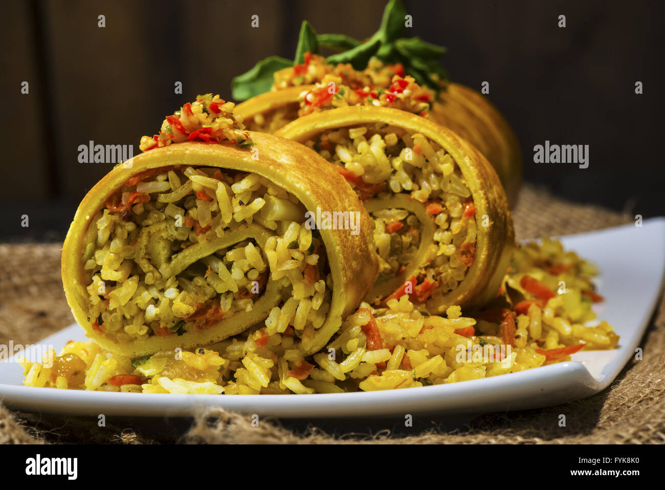 asian curry rice roll Stock Photo - Alamy