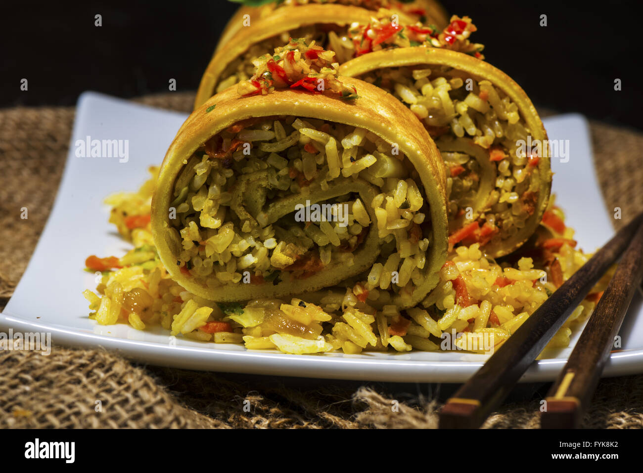 asian curry rice roll Stock Photo - Alamy
