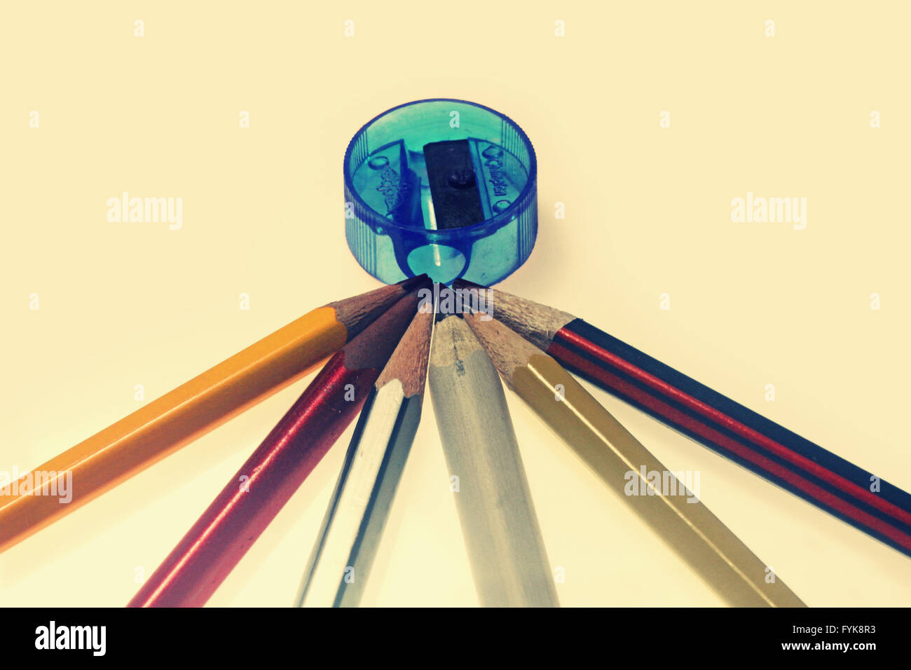 Pencils with sharpner Stock Photo - Alamy