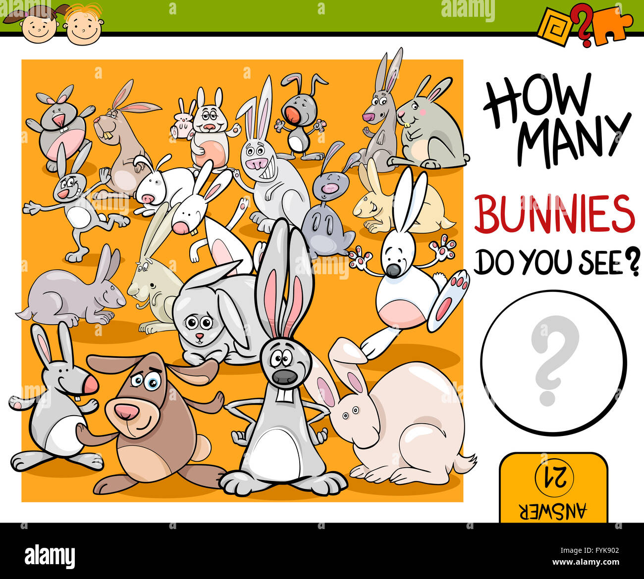 counting game cartoon illustration Stock Photo - Alamy