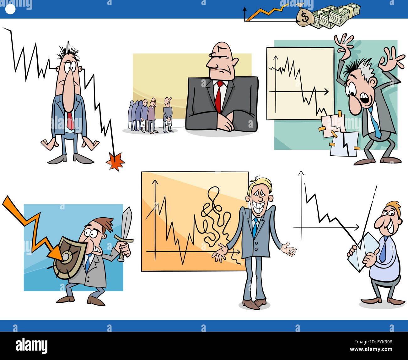 business cartoon crisis concepts set Stock Photo - Alamy