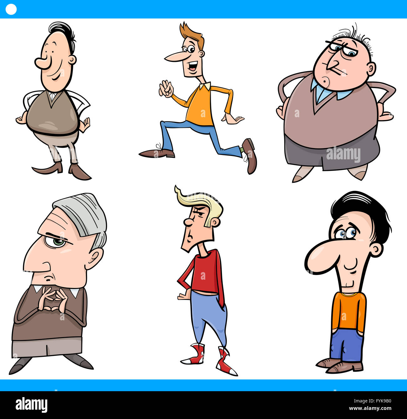 men characters set cartoon illustration Stock Photo - Alamy