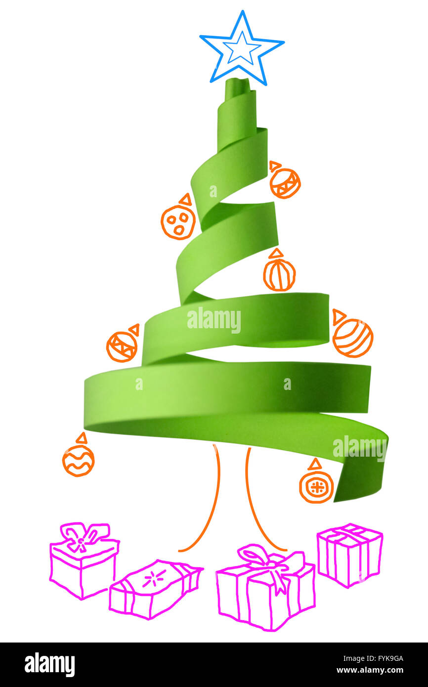 Christmas tree line drawing hi-res stock photography and images - Alamy