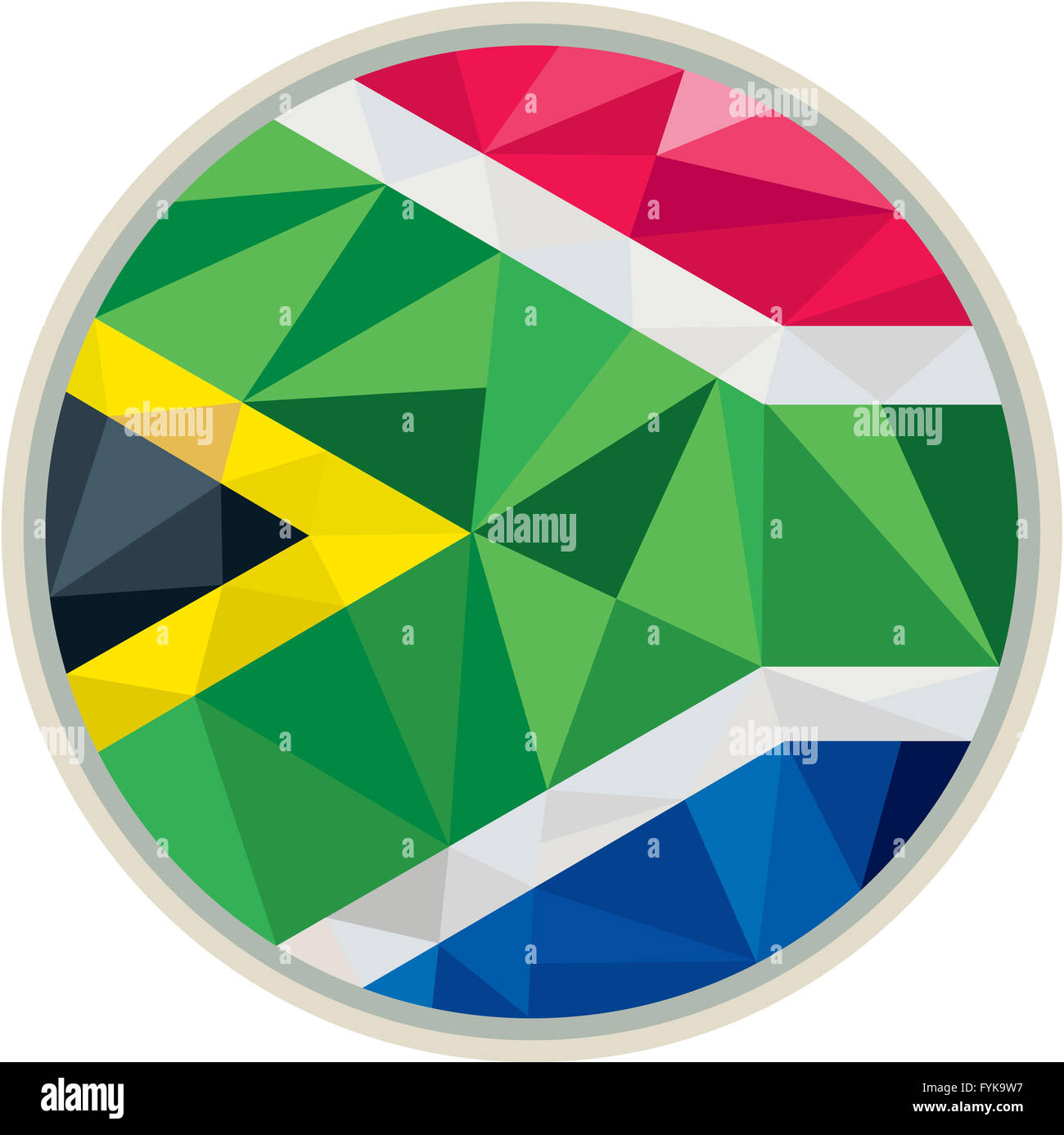 South Africa Flag Icon Circle Low Polygon Stock Photo - Alamy