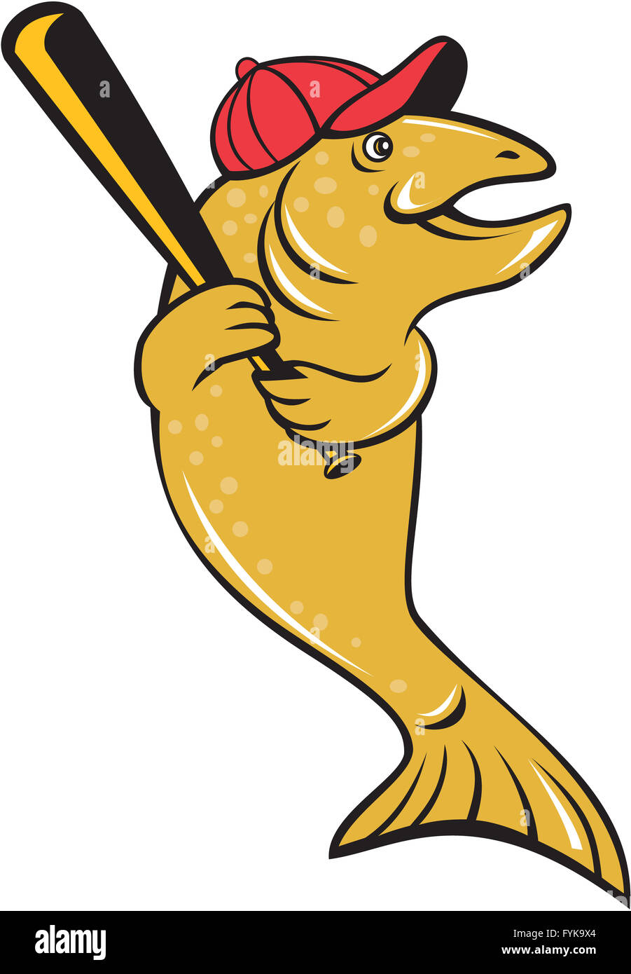 Trout Fish Baseball Player Batting Cartoon Stock Photo - Alamy