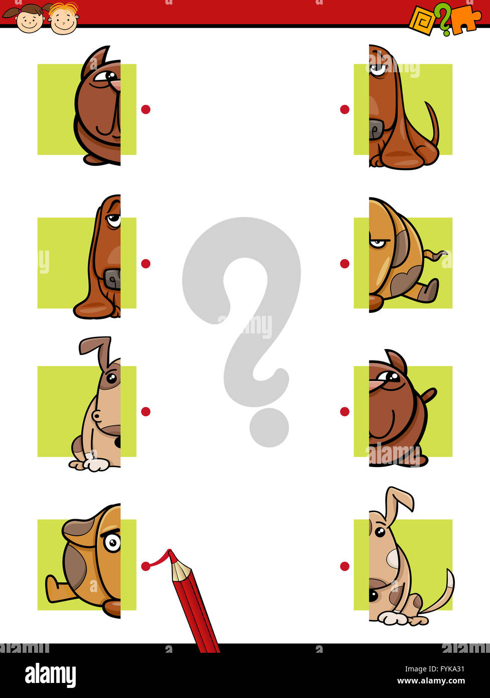 education halves game cartoon Stock Photo - Alamy