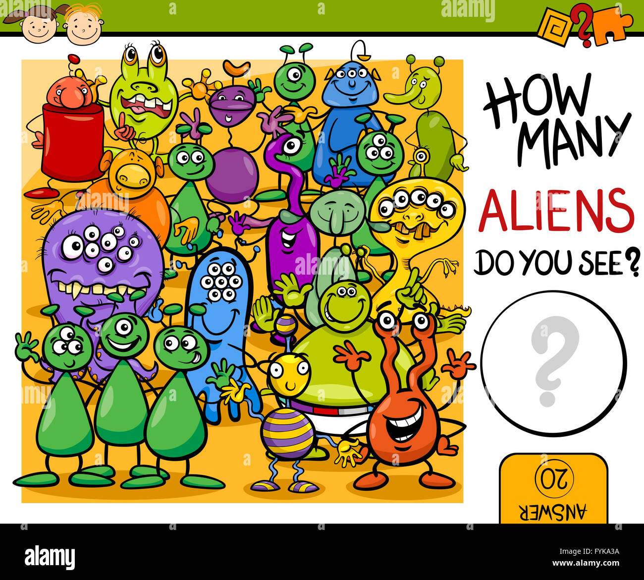 counting game cartoon illustration Stock Photo - Alamy