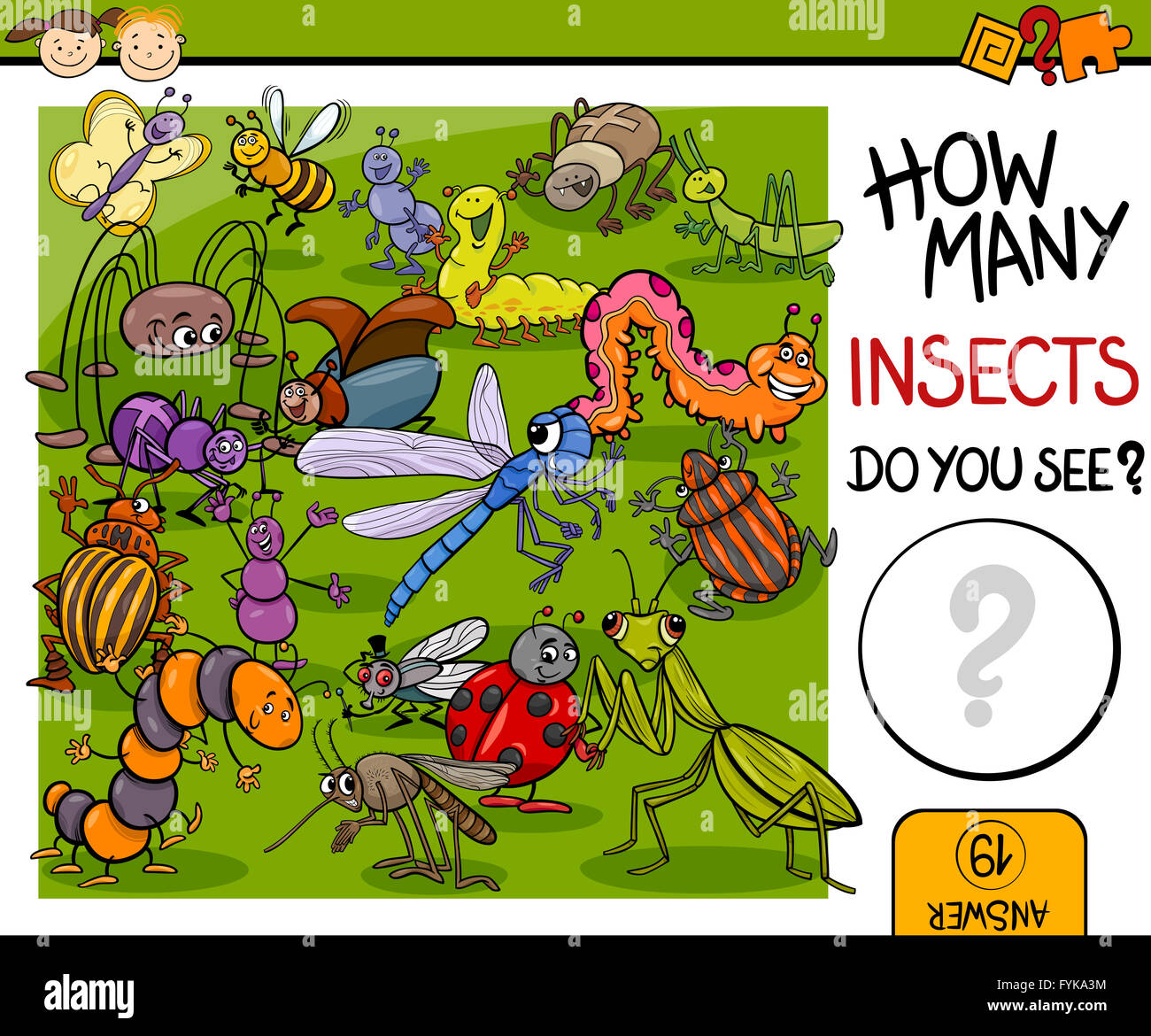 counting game cartoon illustration Stock Photo - Alamy