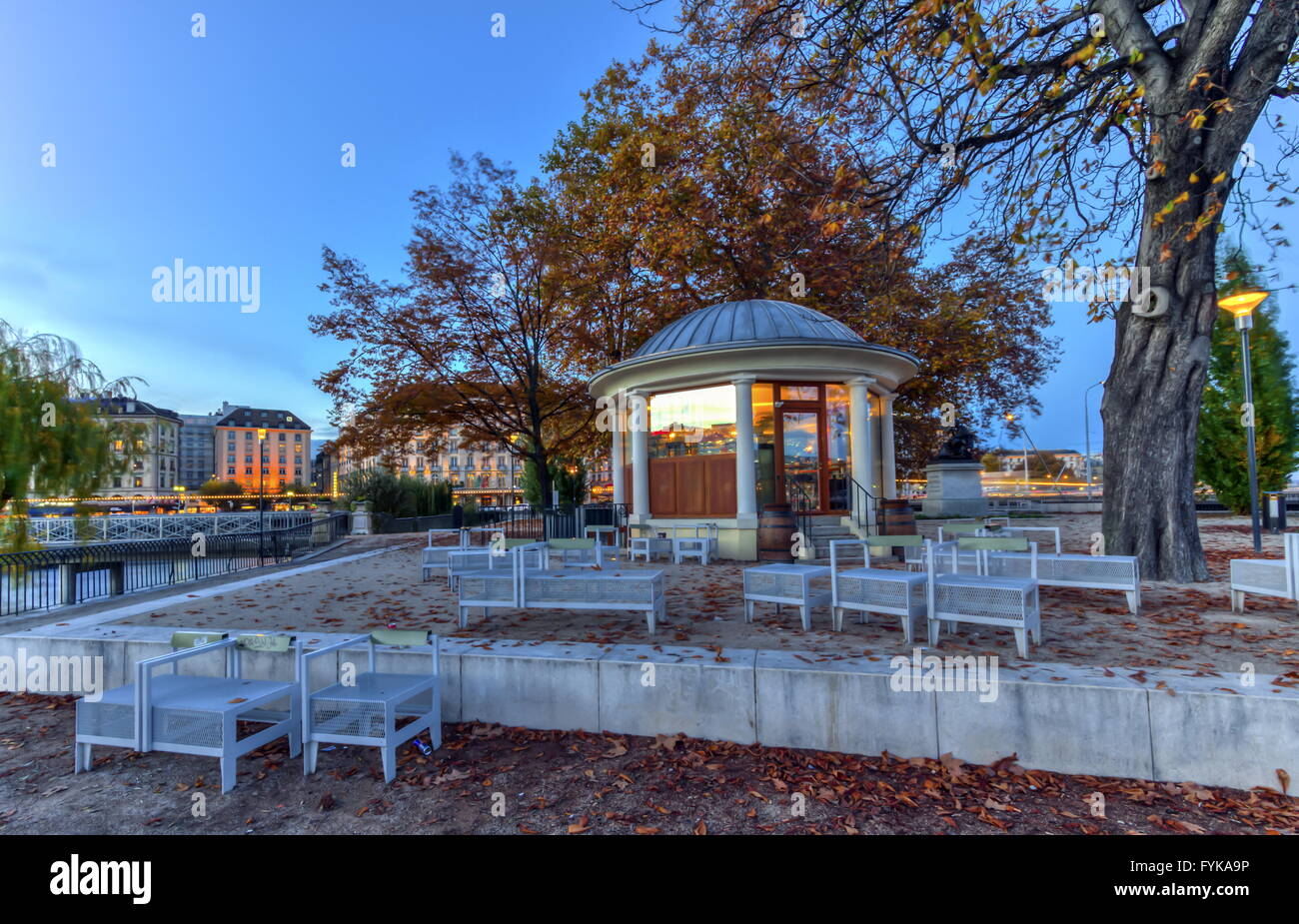 Pavilion of Rousseau island, Geneva, Switzerland Stock Photo - Alamy