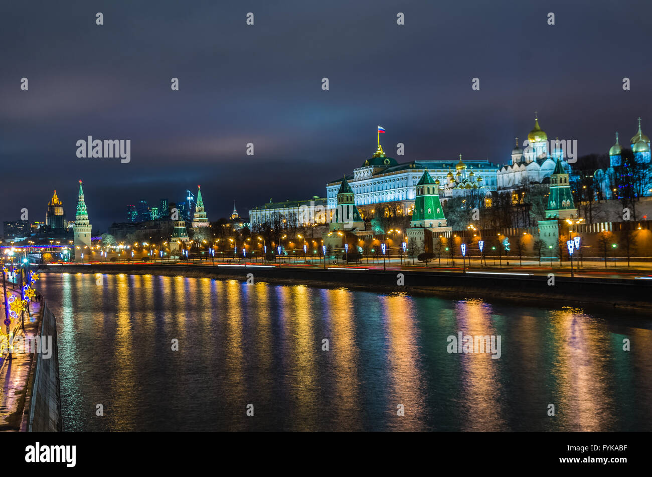 Night view on Kremlin castle in Moscow Stock Photo - Alamy