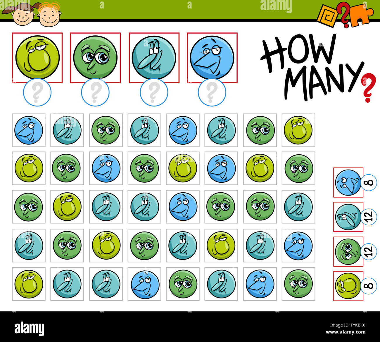 counting game cartoon illustration Stock Photo - Alamy