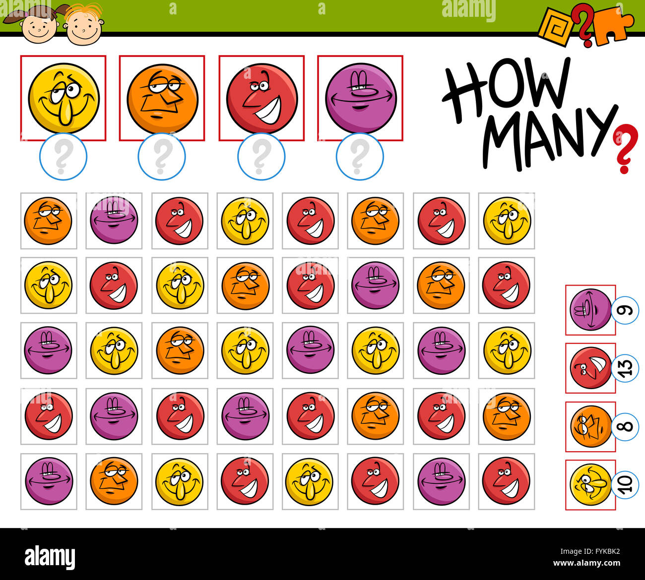 counting game cartoon illustration Stock Photo - Alamy