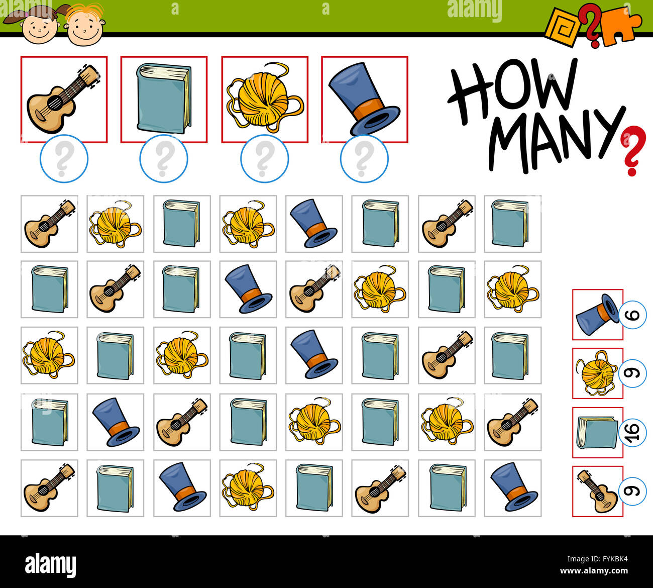 counting game cartoon illustration Stock Photo - Alamy