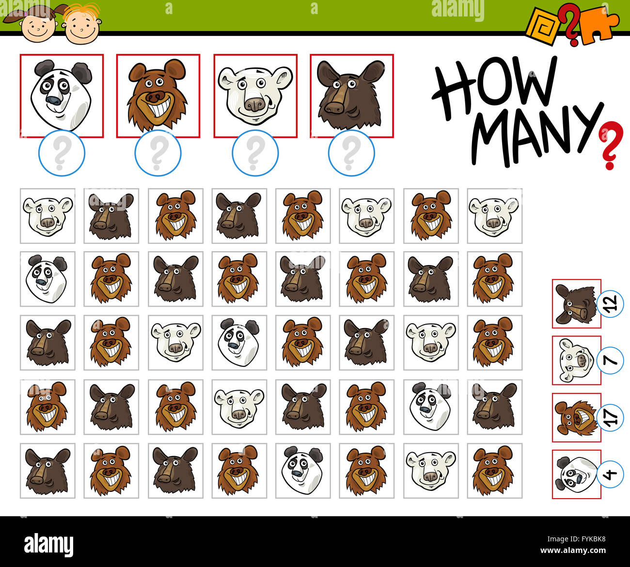 counting game cartoon illustration Stock Photo - Alamy