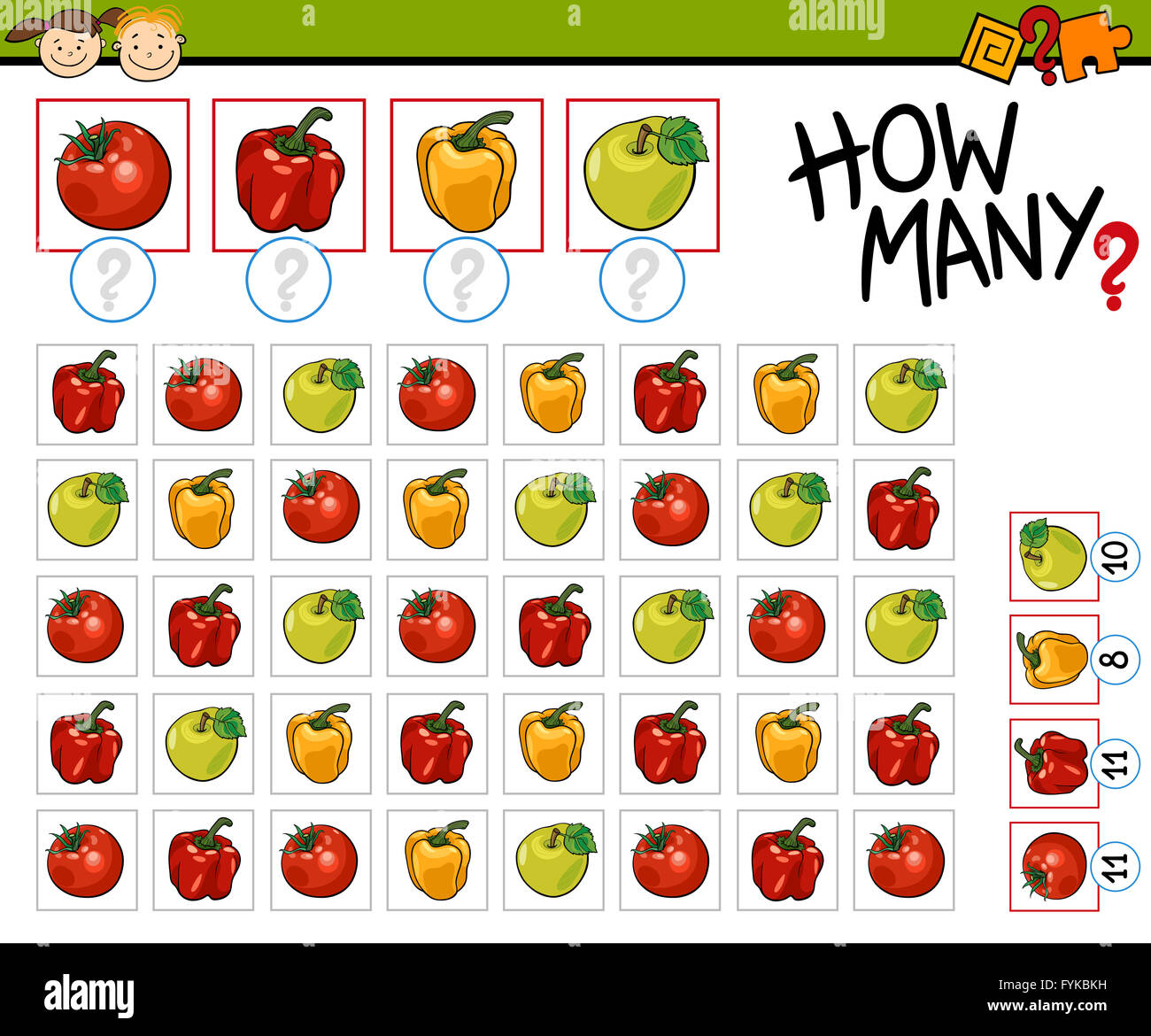 counting game cartoon illustration Stock Photo - Alamy