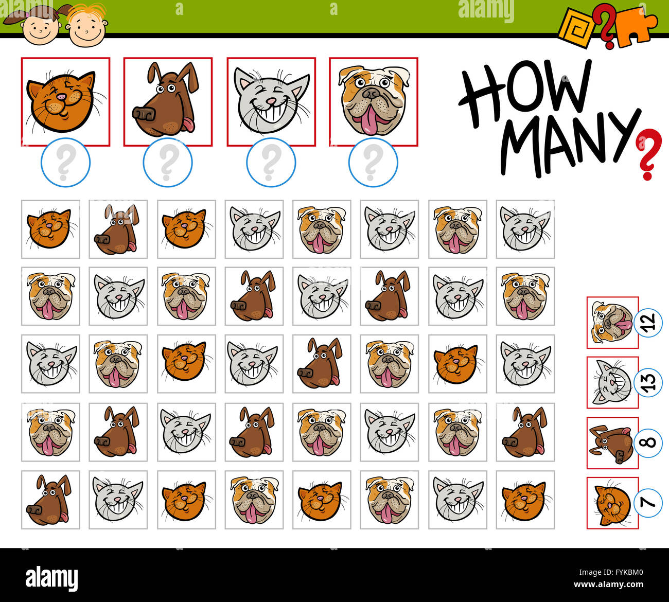 counting game cartoon illustration Stock Photo - Alamy
